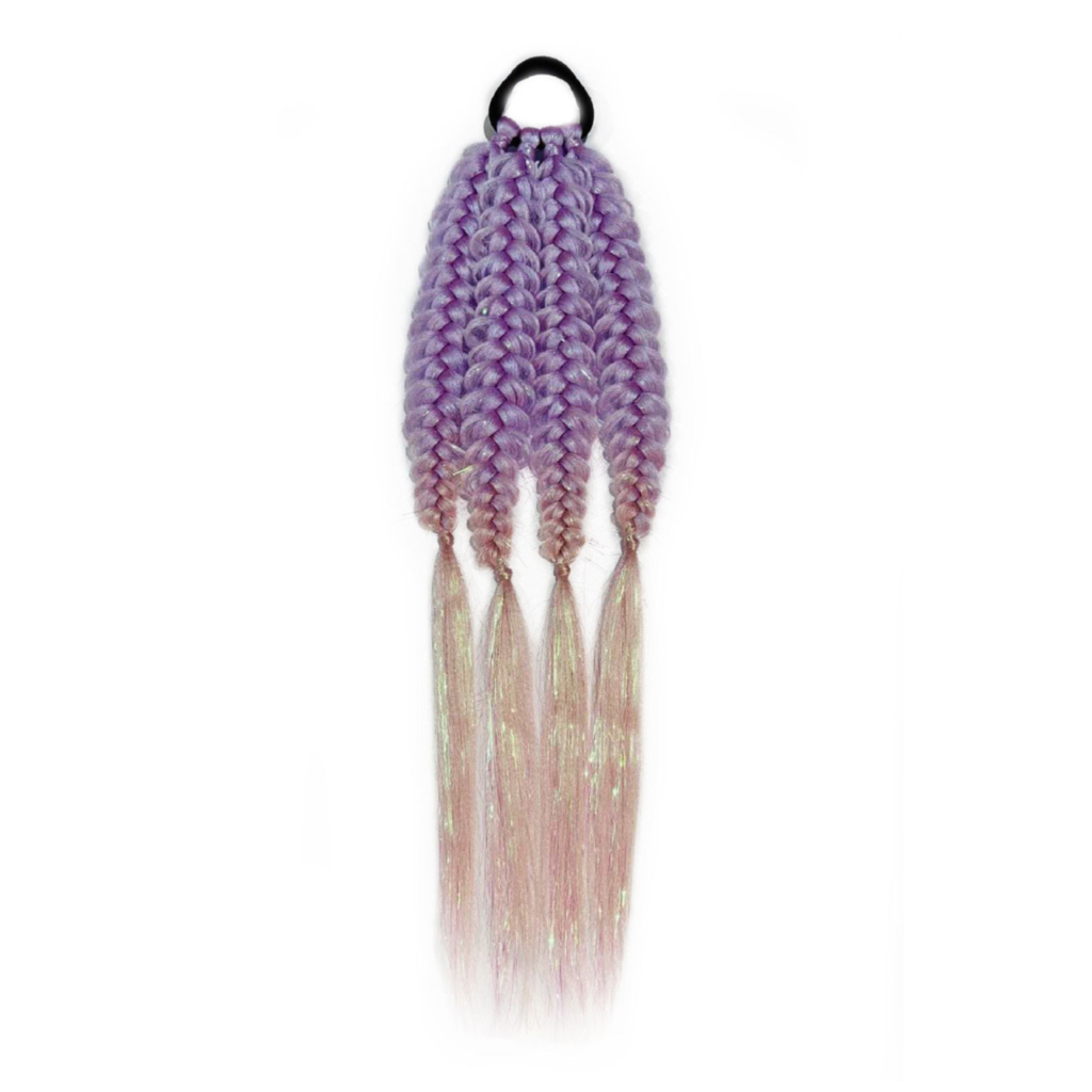 Mermaid Tinsel Braided Ponytail 45cm - Lavender/Pink - Miss Majesty